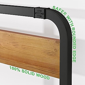 Nordicbed 40 Inch High Wood Headboard King, Farmhouse Headboard King Only, Rustic Headboard, Metal Slats, Easy Assembly