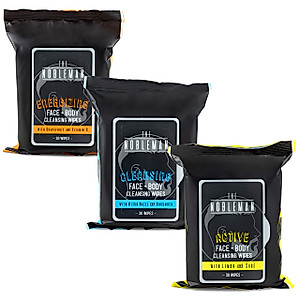 Men's Active/Cleansing/Energizing Face + Body Cleansing Wipes - 3 Pack (90ct)