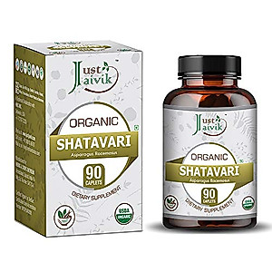 Just Jaivik Organic Shatavari Tablets - A Dietary Supplements - 750 mg (Pack 90 Organic Tablets) | Rejuvenation for Vata and Pitta | Women's Health Supplement
