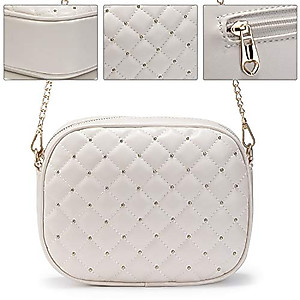 Newshows Women Medium Quilted Crossbody Purse with Metal Chain Strap Heart Zipper, Gift Idea, PU Leather
