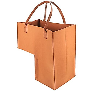 STOBAZA Stair Basket with Handles Felt Staircase Storage Baskets Laundry Baskets for Carpeted and Wooden Stairs Stair Storage Organizer Brown