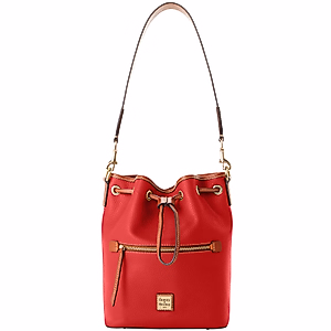 Dooney & Bourke Women's Drawstring in Pebble Grain Leather, Medium Sized Handbag with Drawstring Closure, Red