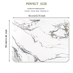 Dish Drying Mat Made of Diatomaceous Earth, Quick-Dry Absorbent Dish Drying Pad for Kitchen Counter, baby bottles, Eco-Friendly Stone Dish Rack Mat, Marble Style, 15.75''x 11.81''