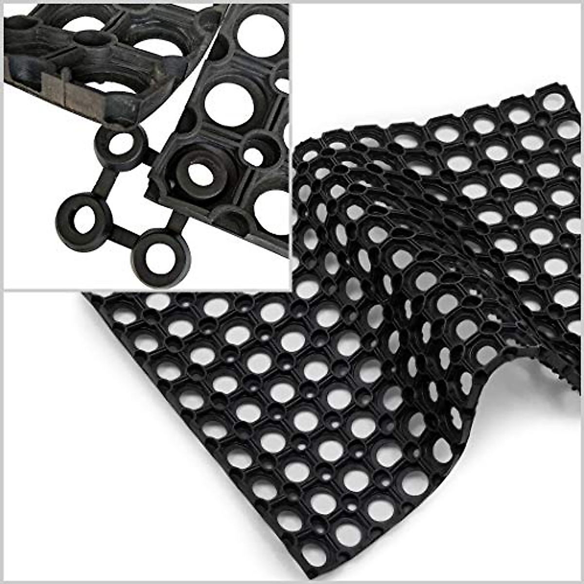 SafetyCare Interlocking Rubber Drainage Floor Mat - Anti-Fatigue - 24 x 16 inches - 1 Mat