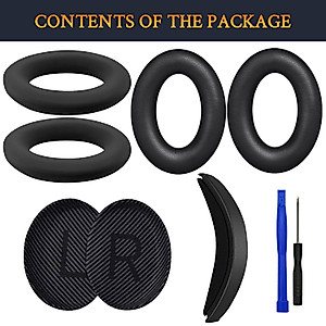 SOULWIT Ear Pads Cushions + Headband + Silicone Earpads Cover Protector, Replacement Kit for Bose QuietComfort 35 QC35, QC35 ii Over-Ear Headphones - Black