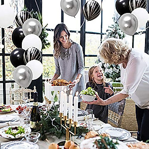 Marble Black and White Silver Party Set, 12 Inches 50 Pcs for Holiday Decoration Birthday Party Wedding Graduation Anniversary Bridal and Baby Latex Balloons