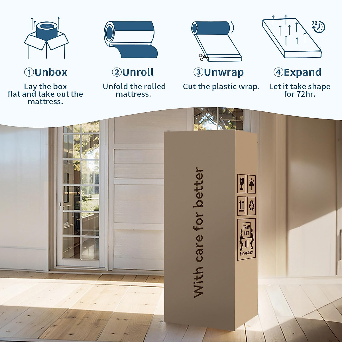 LDLON Queen Size Mattress, 12 Inch Memory Foam Hybrid Mattress, Pressure Relieving Bed in a Box, Individual Pocket Springs for Motion Isolation, Edge Support, CertiPUR-US Certified, Fiberglass-Free