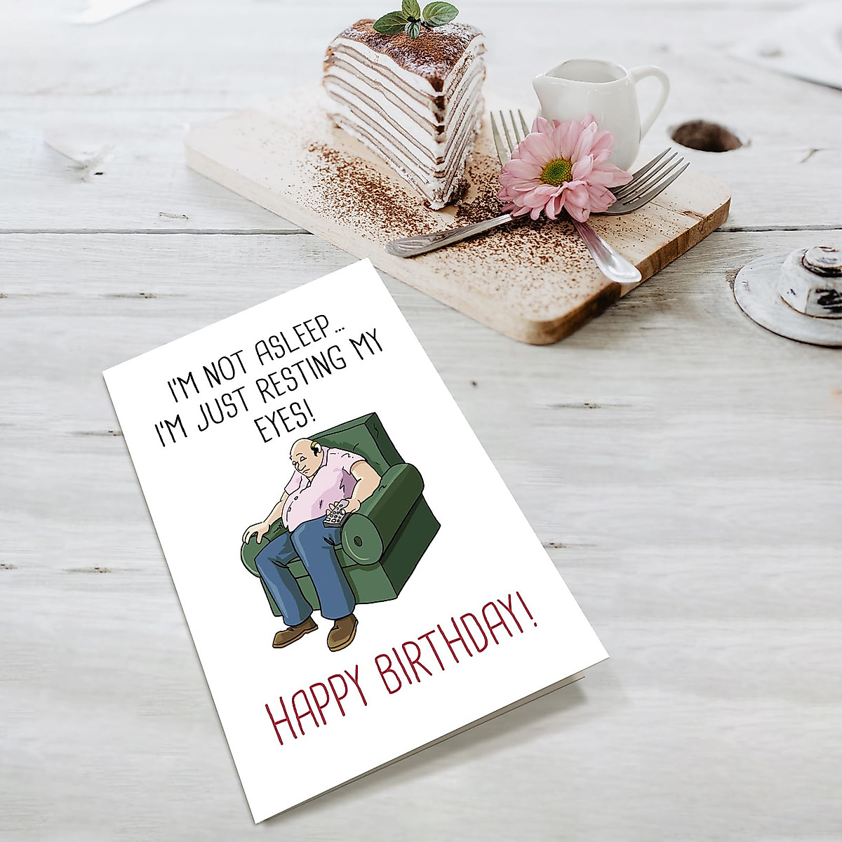 Funny Birthday Card for Men, Humorous Birthday Card for Dad Grandpa Uncle, Happy Birthday Card for Old Guy, Not Asleep Just Resting Eyes
