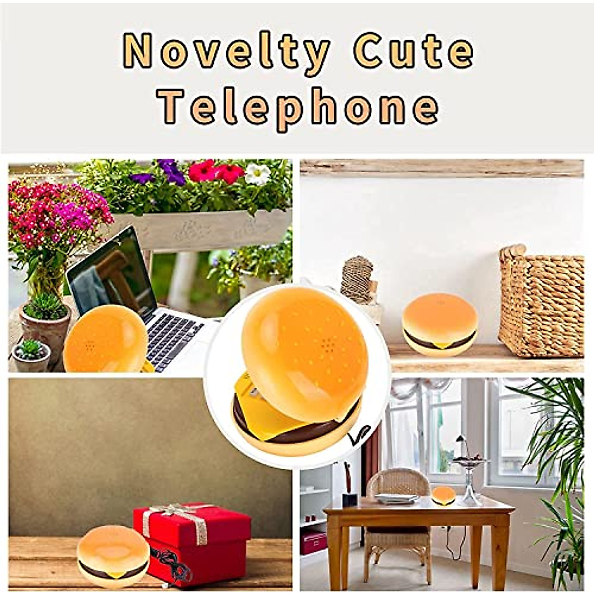Landline Phone, Hamburger Cheeseburger Burger Phone Telephone Cute Telephones Landline Corded Phone Desktop Phone for Home Hotel Office Decoration Kids Gift