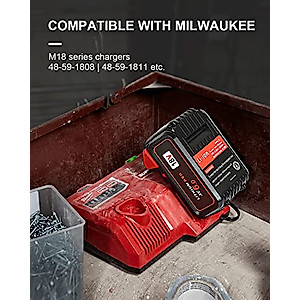 Amityke 2Packs Replacement for Milwaukee M18 Battery 6.0Ah 48-11-1860 48-11-1850 Compatible with Milwaukee M18 18V Battery Series Chargers and Tools