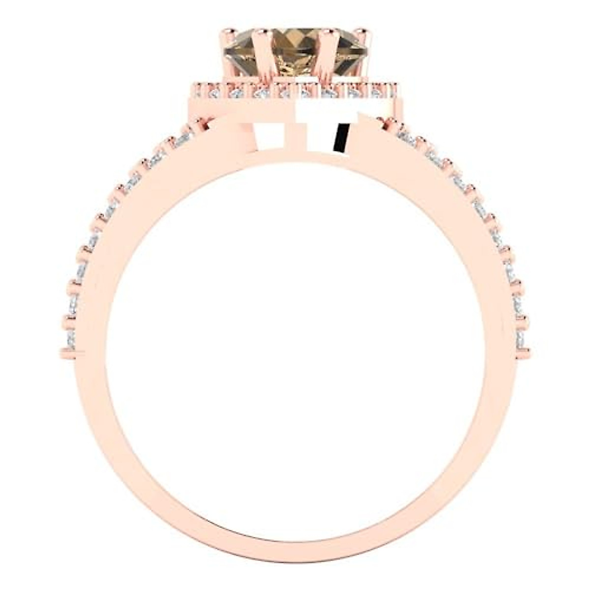 Clara Pucci 1.75ct Heart Cut Solitaire Genuine Champagne Simulated Diamond Engagement Promise Anniversary Bridal Ring 18K Rose Gold 7.5