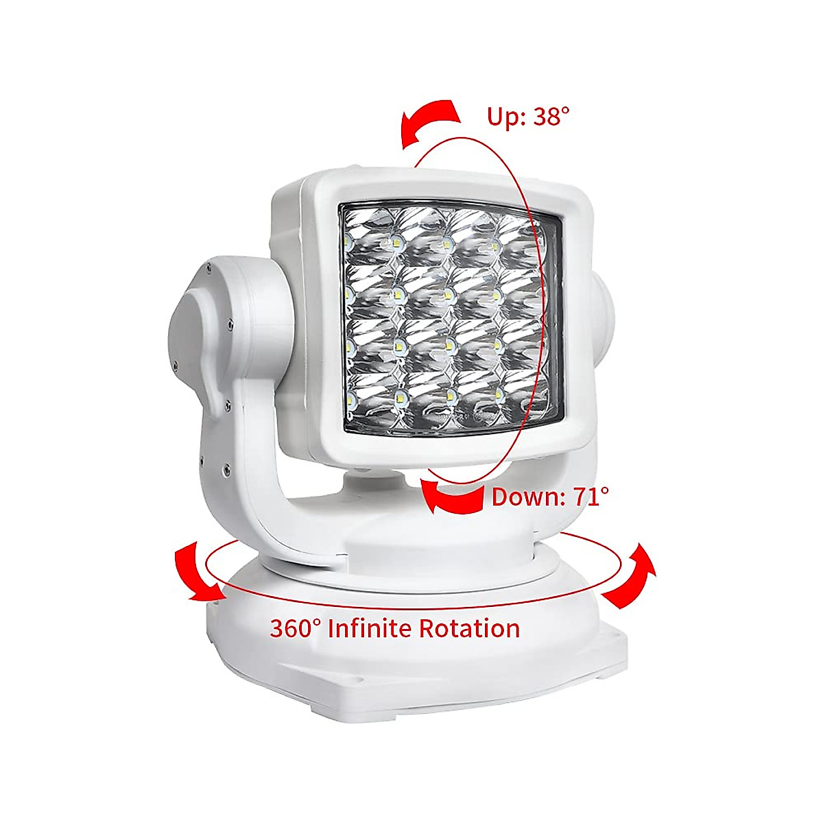 EXZEIT 80W Led Searchlight for Boat Marine, 8000Lumens Spotlight with Wireless Remote, Magnetic Base, Cigarette Lighter Cable, Great for Rescue Restoration Offroad Lighting