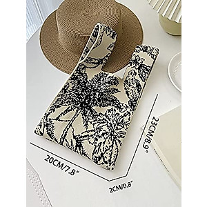 Verdusa Women's Printed Crochet Hobo Handbag Satchel Bag Mini Purse White Black one-size