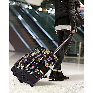 MATEIN Backpack with Wheels, Travel-friendly Rolling Laptop Backpack for Men Women, Freewheel Carry on Luggage Business bag, Compact College Trolley Suitcase Computer Bag fit 17 inch Notebook, Floral