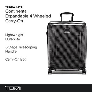 TUMI - Tegra-Lite Continental Expandable 4 Wheeled Carry-On - Carry On Suitcase for Travel - USB-C Port & Spinner Wheels - Black/Graphite