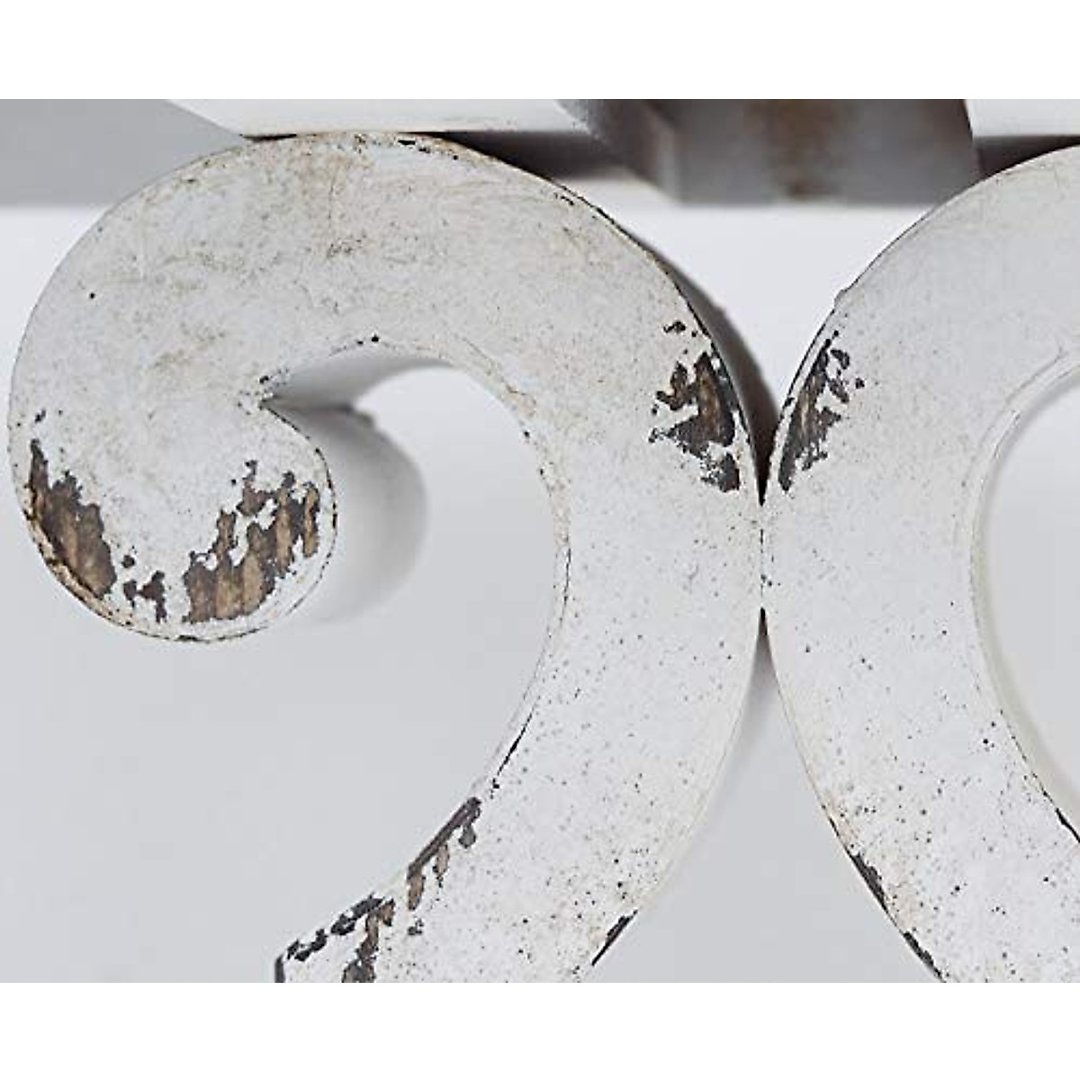 French Country Accent Wood Rectangle End Table, Farmhouse Rustic Wood Side Table with Natural Wood Top and Distressed White Carved Base, Vintage Table for Slim Spaces, 19.75 x 11.75 x 27.5 Inches