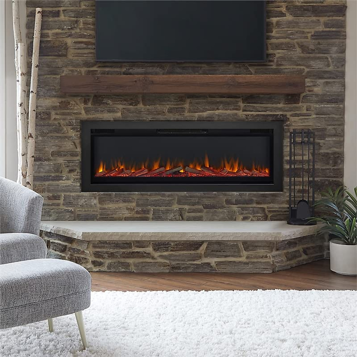 Real Flame 65" Wall- Mount or Recessed Electric Fireplace Insert by Real Flame