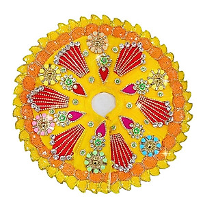 Partish Laddu Gopal Heavy Dress with Mukut l Ladoo Gopal Dress l Bal Gopal l Kanha Ji Thakur Ji Heavy Dress Size 1 2 4 5 6 (Kundan Dress, Size 2)