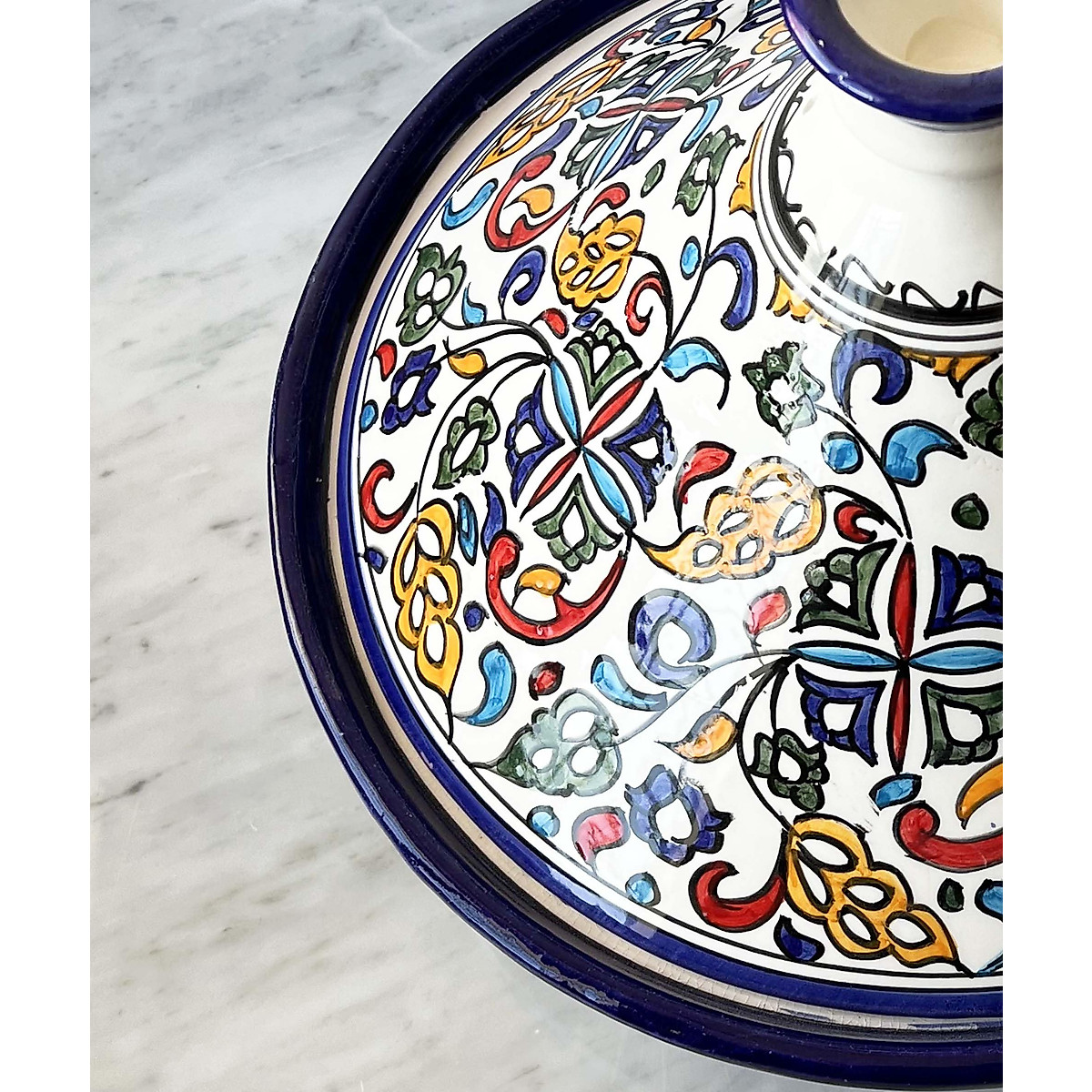 ARTKISH Hand Painted Moroccan Ceramic Tagine Cooking Pot Cookware for Cook and Serving - Pottery Tajin Dishware Perfect Housewarming Gift. (35cm = 14 inch)