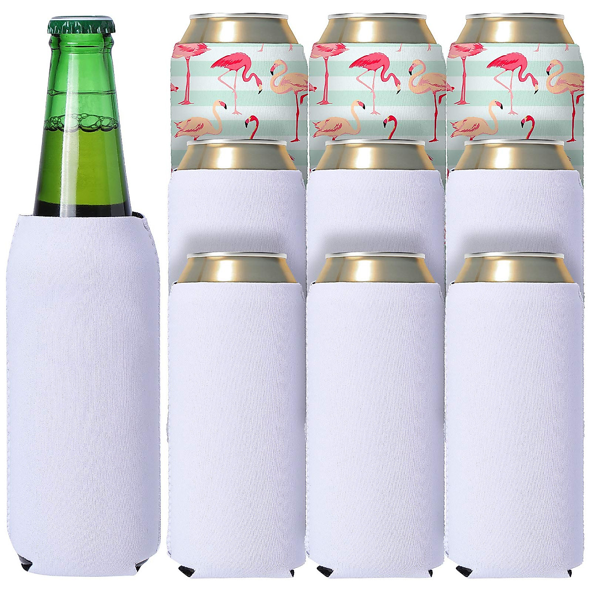 Sublimation Blank Slim Beer Can Sleeves 12 oz Blank Beer Skinny Can Cooler Neoprene Soft Insulated Reusable Drink Caddies for Collapsible Blank DIY Personalized for Parties Events Weddings (40 Pieces)