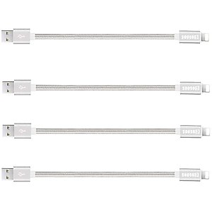 COSOOS 4 Short USB Cable, 4 Pack 9 Inch Nylon Fast Charging and Syncing Cords Compatible for iPhone 12, 12 Pro Max, 11, XS MAX, 8 Plus, 7, 6, iPad Air, Mini, Charging Station, Power Bank.