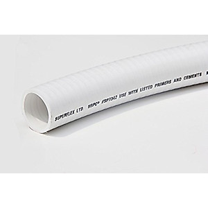 Sealproof 2" Dia Flexible PVC Pipe, Pool and Spa Hose, Schedule 40 Tubing, Made in USA, 2-Inch, 25 FT, White