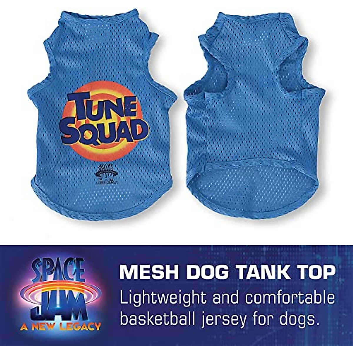 Looney Tunes Space Jam 2 Tune Squad Dog Tank Top, Medium Dog Shirt | Looney Tunes Space Jam Jersey, Mesh Blue Dog Shirt for Medium Dogs from Space Jam Movie