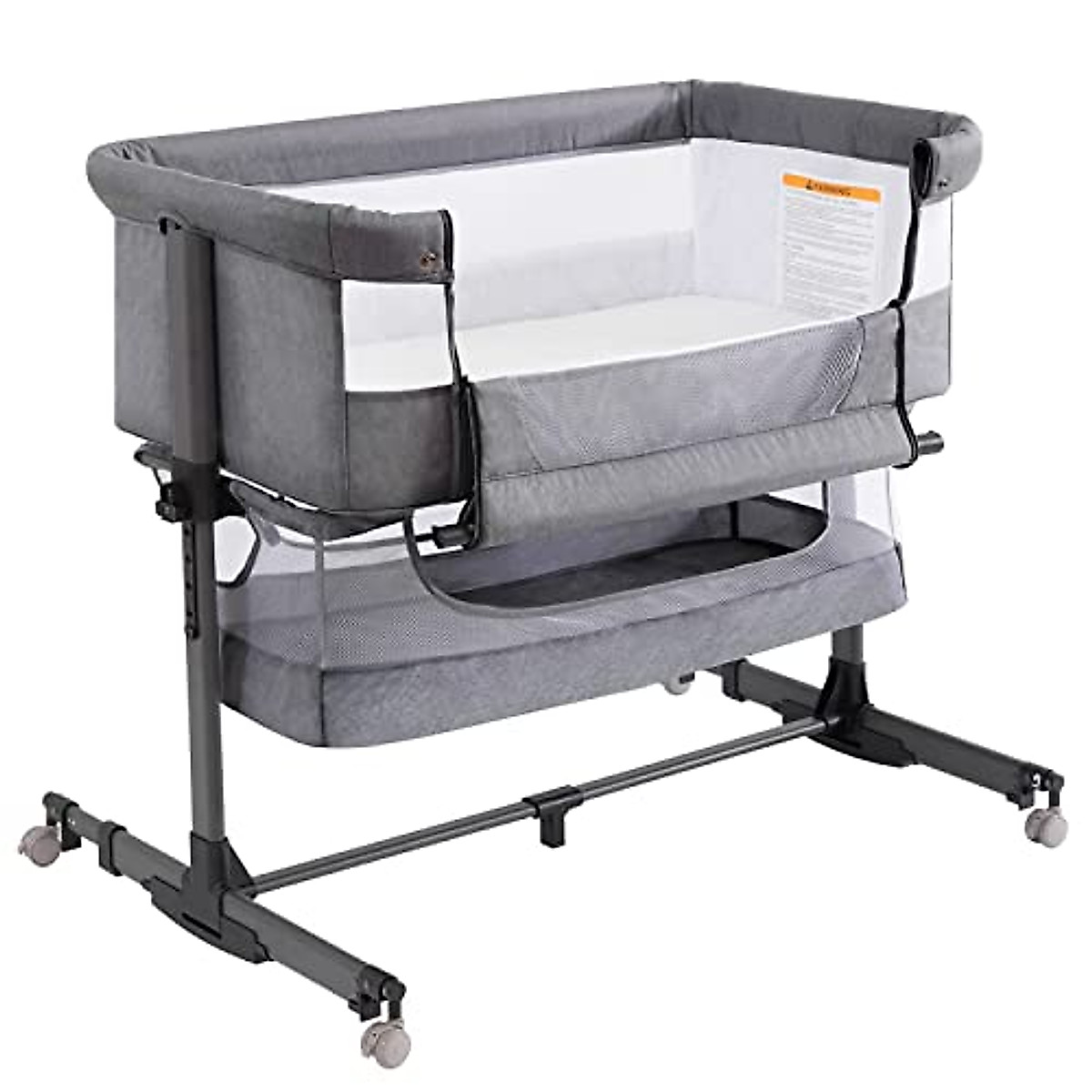 nordmiex 3 in 1 Baby Crib Bedside Crib,Baby Bassinet,Adjustable Portable Bed for Infant/Baby,Deep Grey