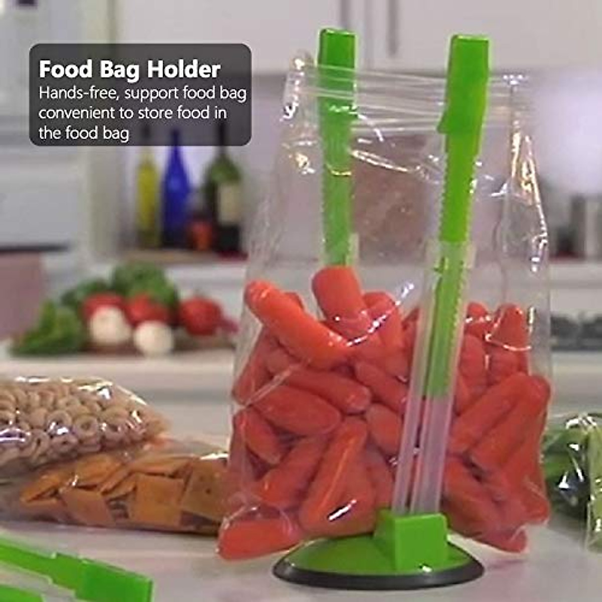 Food Bag Holder Stand, Kitchen Utensils, Food Bag Rack Clip, Bag Rack, 6Pcs for Kitchen Cabinet Drawer