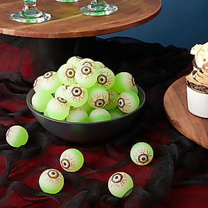 Juvale 50-Pack Glowing Eyeball Bouncy Balls for Kids, Glow in The Dark Halloween Party Supplies, Fun Spooky Eyeballs for Halloween Parties and Themed Celebrations, Decoration Supplies (1 in)