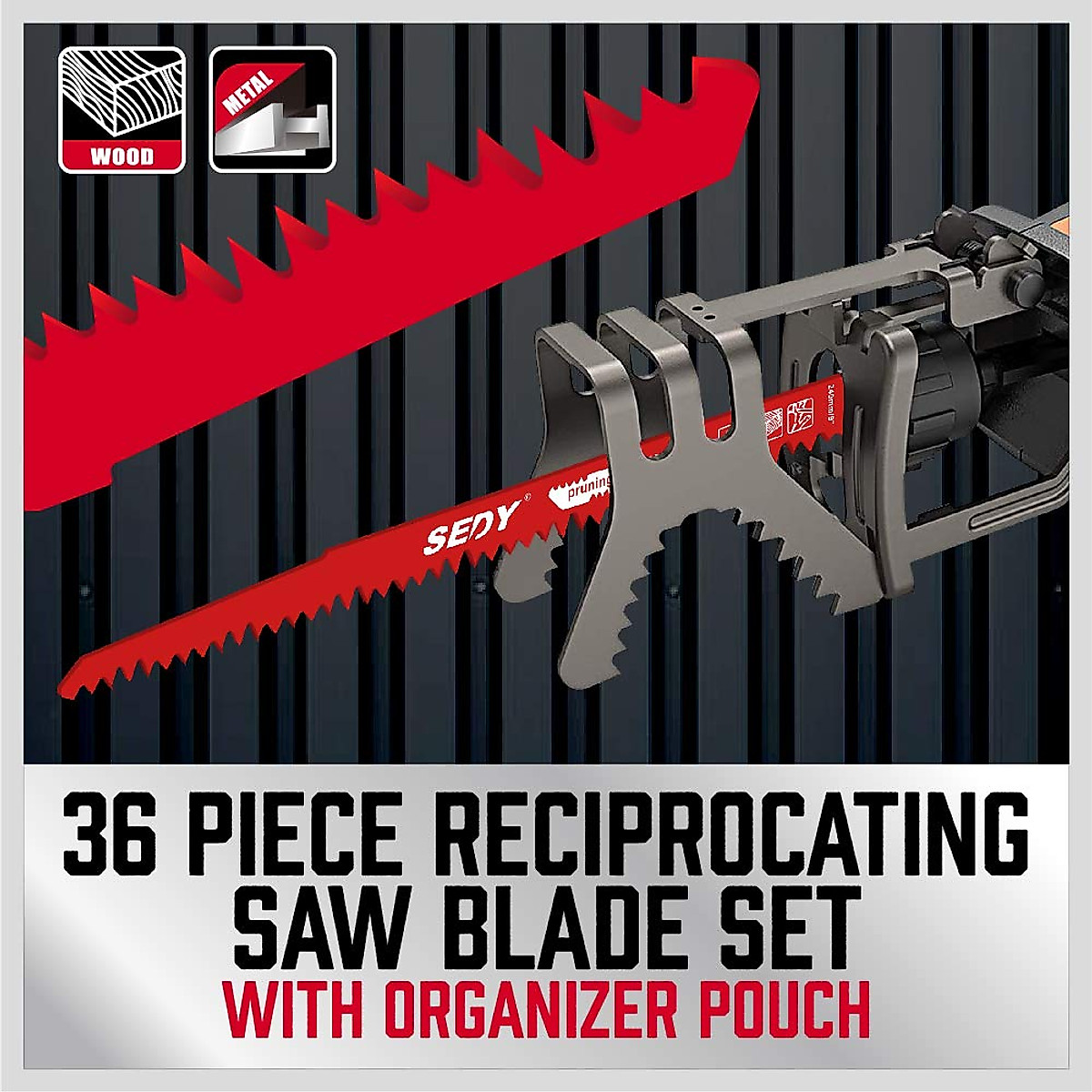 36-Piece Ultimate Reciprocating Saw Blade Set - Premium Sawzall Blades, Durable Wood & Metal Cutting Blades with Storage Pouch, Long-Lasting Pruning Blades