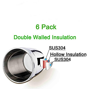 TeamFar Toddler Cups, 6 oz Toddler Insulated Cups Tumbler Mug Stainless Steel for Kids Preschooler Camping Travel, Safe & Healthy, Double Walled & Dishwasher Safe - Set of 6