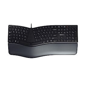 CHERRY KC 4500 Ergo, International Layout, QWERTY Keyboard, Ergonomic Keyboard, with Padded Palm Rest, Wired Keyboard, Black