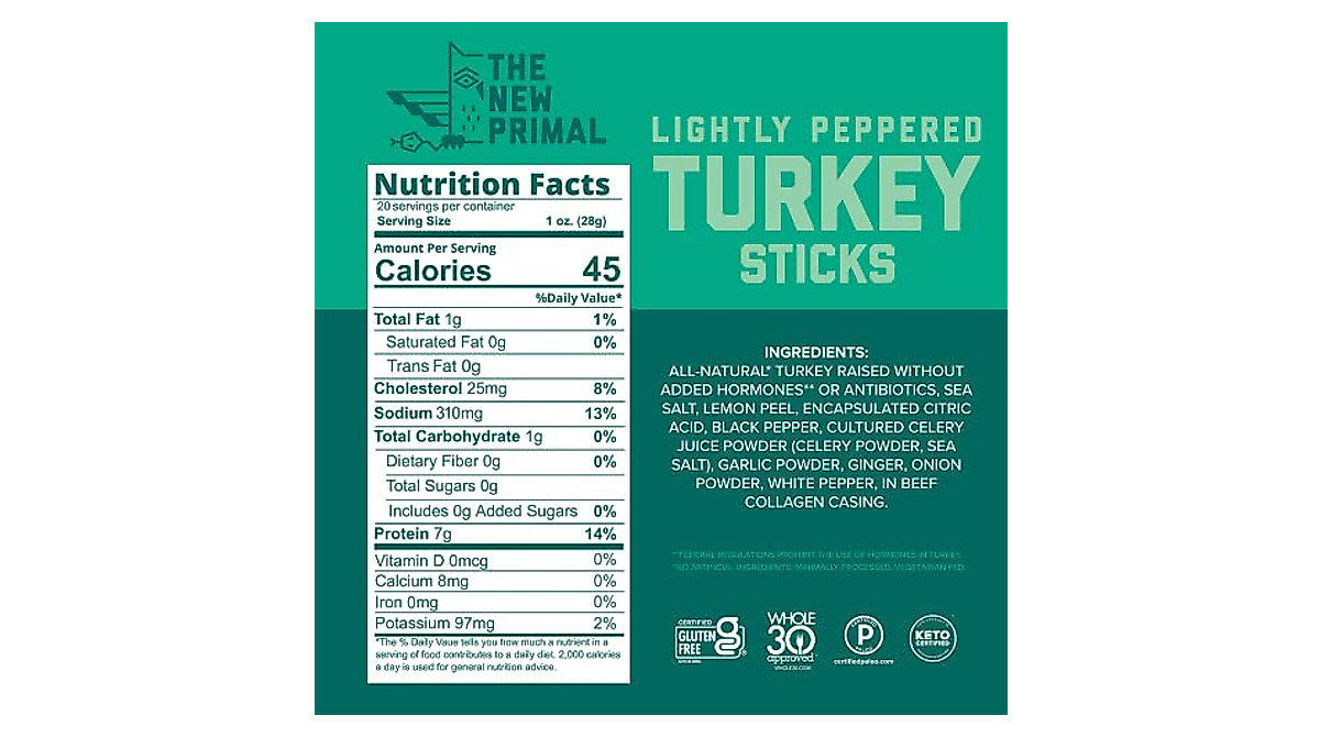 Healthy Keto Turkey Sticks - 7g Protein, 20 Count