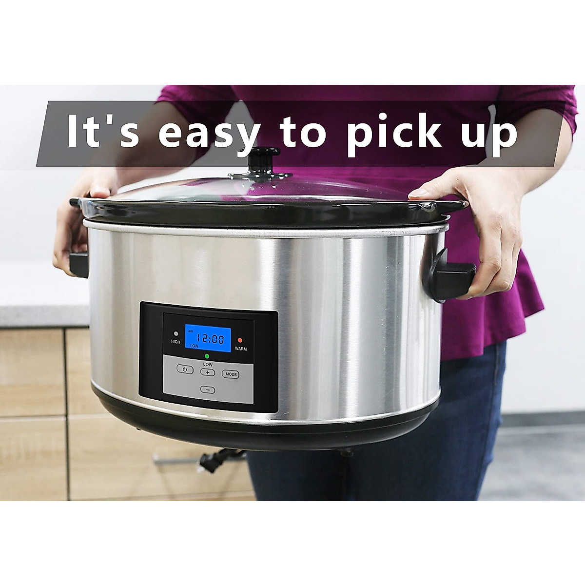 8.5-Quart Digital Programmable Slow Cooker - Adjustable Temp, Entrees, Stews & Dips