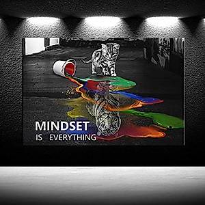 iKNOW FOTO Motivational Posters Canvas Wall Art Inspirational Prints Cute Cat Wall Art Tiger Animals Picture Mindset Art Work Painting Home Decoration for Classroom Dorms Office Decor 24x36inch