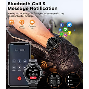 LIGE Military Smart Watches for Men with Call, 5ATM Waterproof 800mAh Extra-Large Battery Fitness Watch with Heart Rate/SpO2/Sleep Monitor, 1.5'' HD DIY Screen Smartwatch for Android iOS