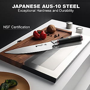 BRODARK Japanese Chef Knife,Professional Kitchen Knife in AUS-10 Steel,High-Class 8 Inch Chef's Knife with Ergonomic Handle,Ultra Sharp Cooking Knife,NSF Certified,Gift Box