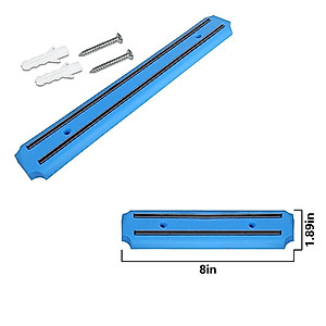 EDSRDUX 8 Inch 2 Pack Black Powerful Magnetic Knife Holder, Kitchen Knife Magnetic Strip Strips, Rust Free Multipurpose Magnetic Knife Rack Use for Kitchen Garage Workshop