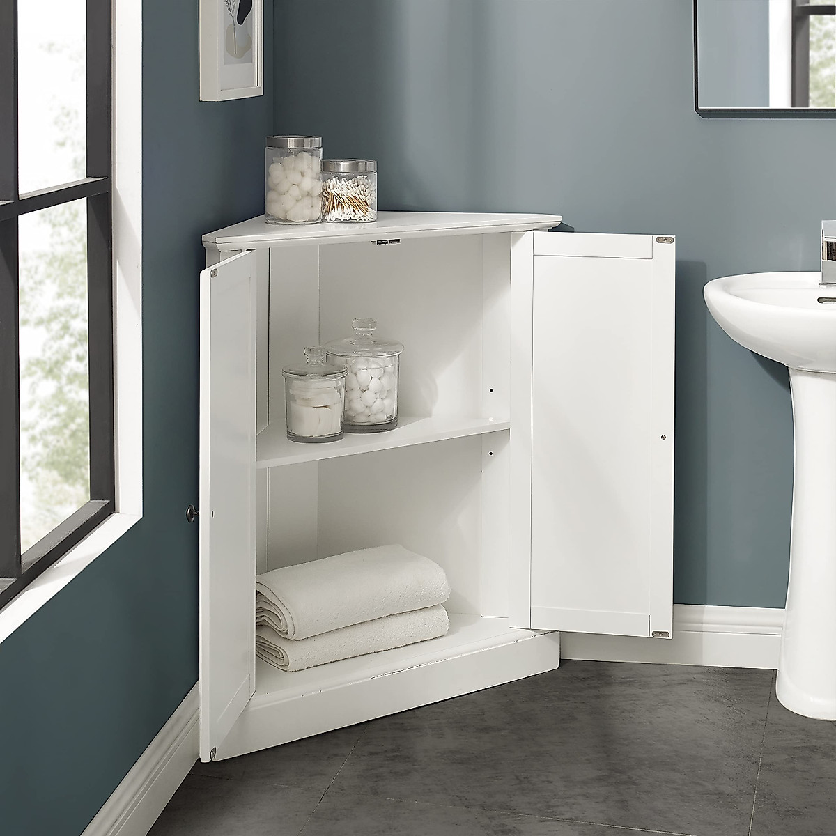 Crosley Furniture Shoreline Stackable Corner Pantry, White