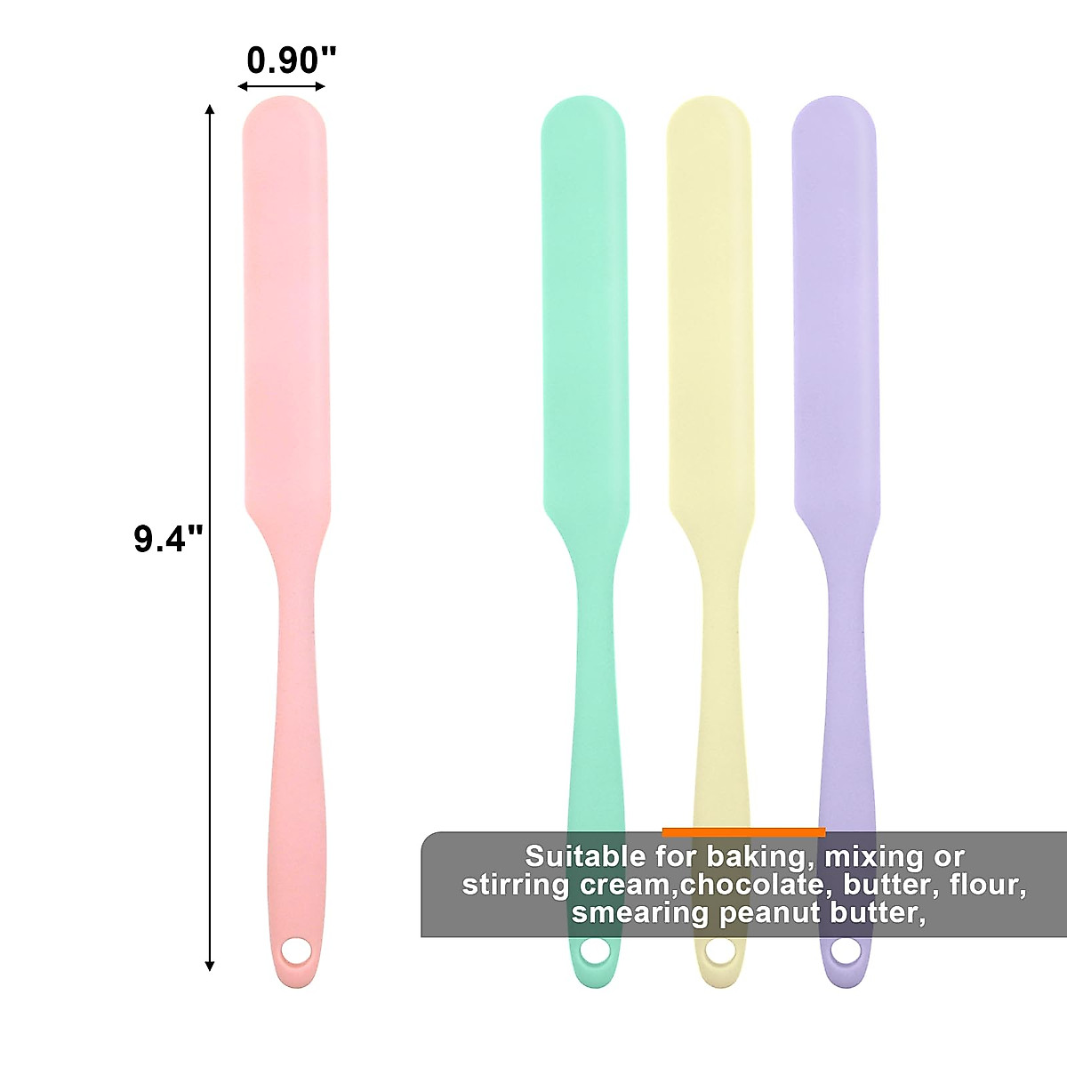 4 Pcs Silicone Jar Spatulas, Non-Stick Heat Resistant Cake Cream Spatulas Set, 9.8 inch Cake Cream Butter Spatulas(4 colors）