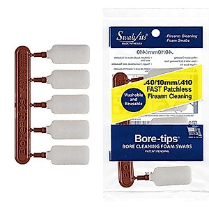 .40cal/.44cal/10mm/410 Gauge Gun Cleaning Bore-tips® by Swab-its®: Barrel Cleaning Swabs - Made in The USA