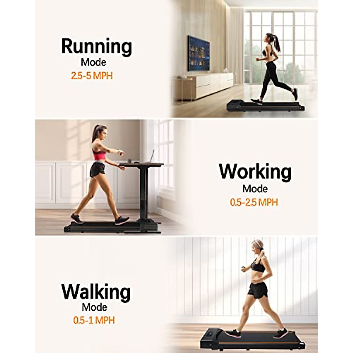 TODO Under Desk Treadmill Walking Pad 2 in 1 Walkstation Jogging Running Portable Installation Free for Home Office Use, Slim Flat LED Display and Remote Control
