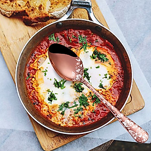 73-Piece Copper Silverware Set with Steak Knife & Serving Set for 12, Stapava Stainless Steel Rose Gold Flatware Cutlery Set, Eating Utensils Tableware with Butterfly Flower Laser, Dishwasher Safe