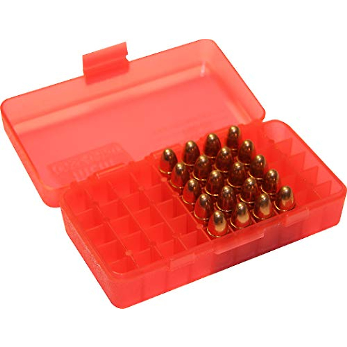 MTM 50 Round Flip-Top Ammo Box 380/9MM Cal (Clear Red)