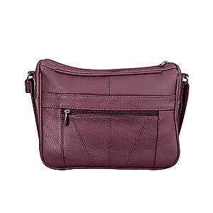 Roma Leathers Women's Wine Red Leather Crossbody Shoulder Bag