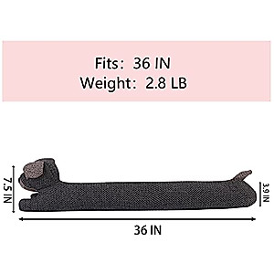 Sanlykate Dog Under Door Draft Stopper for Bottom of Door, 3LB 34-36 Inch Heavy Duty Decorative Animal Fabric Door Draft Blocker, Save Energy Soundproof Seal Guard, Black & Grey