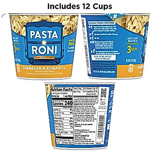 Quaker Roni Cups Mix 2.32 oz Pack of Cups, Parmesan & Romano Cheese Pasta, 27.84 Ounce, (Pack of 12)