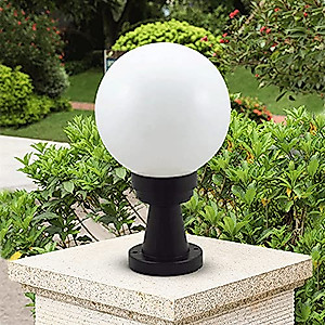 NAMFMS Simple Round Pillar Lanterns Outdoor Waterproof Pillar Lights PS Plastic Material Post Light Villa Landscape Lantern Home Door Street Lamp Garden Decorative Column Lamps (White)