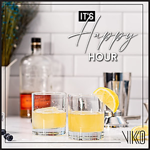 Vikko Whiskey Glasses, 10.25 Oz Scotch Glasses, Set of 6 Old Fashioned Glasses, Crystal Clear Bar Glass, Sturdy Base